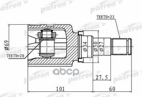 ШРУС внутренний 23x34x20 Тойота/тоета/таёта/TOY