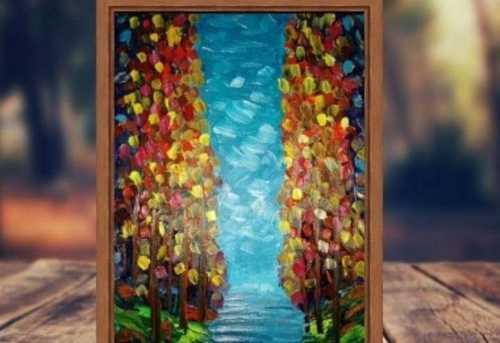 Картина Волшебный лес пейзаж маслом 20х30 см