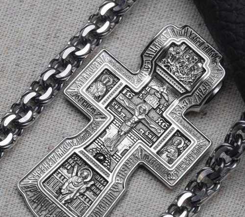 Серебряный крестик православный мужской