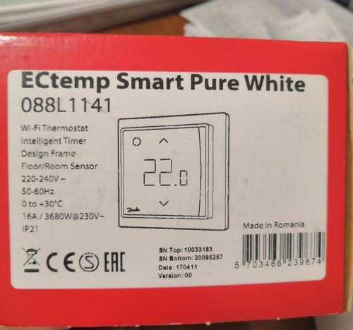 Терморегулятор ECtemp (Devireg) SMART Pure White