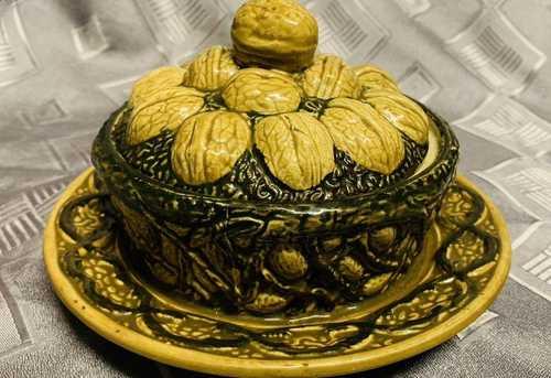 Фарфоровая масленка Грецкие орехи 1889 Кузнецов ри