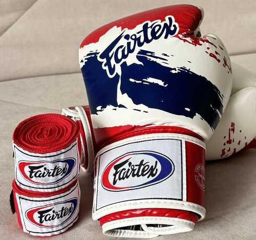 Боксерские перчатки Fairtex 12OZ   бинты. Оригинал