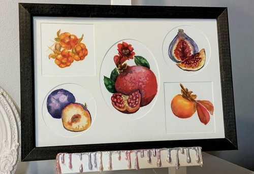 Картина акварель для кухни фрукты
