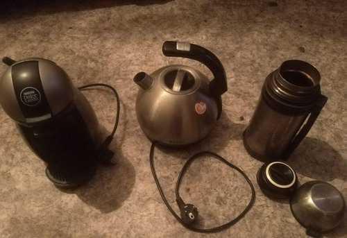 Кофемашина, чайник и термос