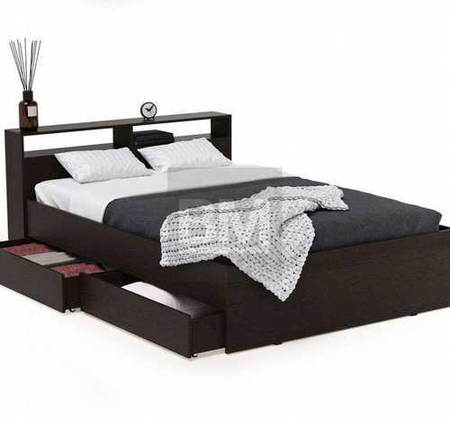 Кровать с ящиками венге