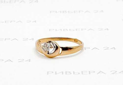 Золотое кольцо с фианитом 585 проба вес 1,46