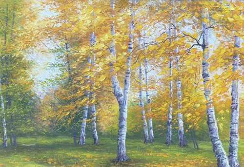 Авторская картина маслом "Осенняя листва" 40х80