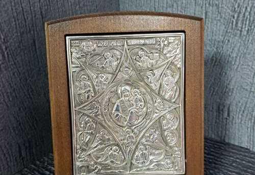 Икона Неопалимая Купина Богородицы серебро бук