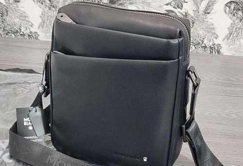 Мужская кожаная сумка Montblanc black lux новая
