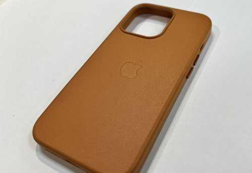 Чехол кожаный iPhone 13 pro оранжевый