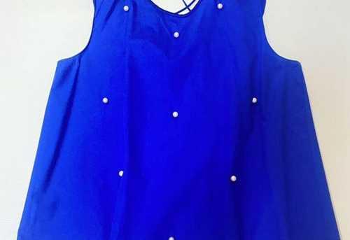 Блузка женская zara цвет синий с бусинами