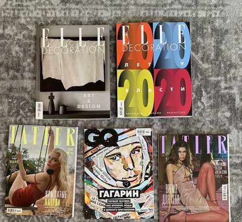 Журналы tatler, elle decoration, GQ