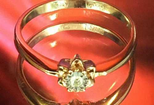 Кольцо золотое с бриллиантом (П87)