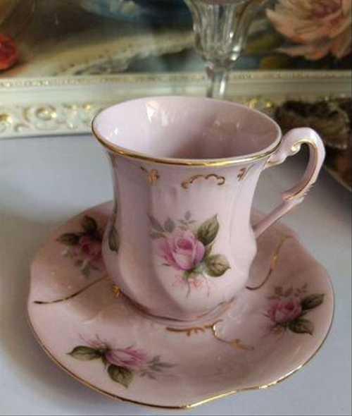 Чайная пара Leander розовый фарфор Bohemia