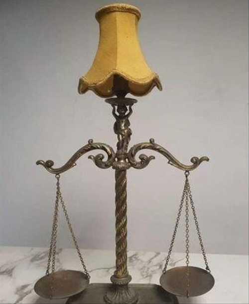 Антикварная лампа настольная бронза