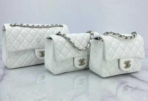 Сумка женская Chanel classic flap белая кожа новая