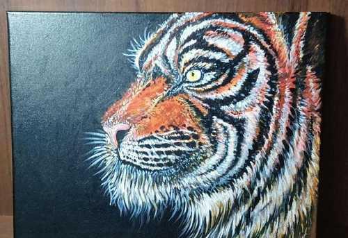 Картина акрилом на холсте " тигр"