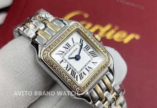 Часы Cartier мини 22 мм сапфир инкрустация комбини