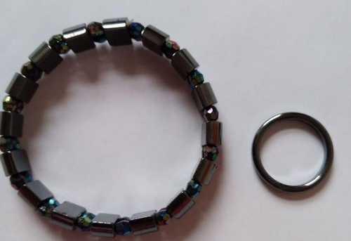 Комплект- браслет и кольцо из шунгита