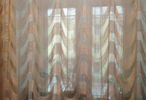 Тюль с нитями и портьерные шторы