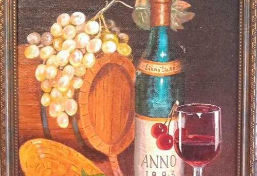 Картина маслом "натюрморт с вином" 3040