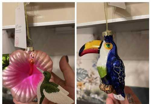 Елочные игрушки колибри тукан