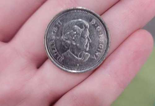 Монета 25 центов Канада 2016