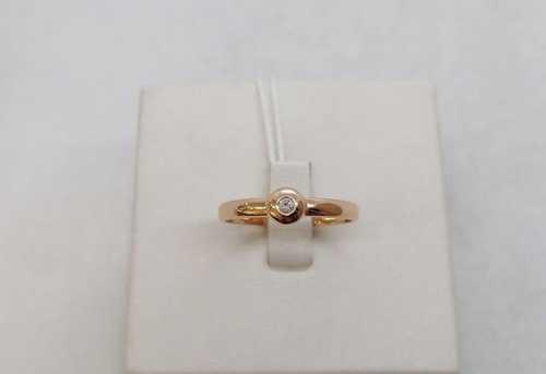 Золотое кольцо с бриллиантом 585 (спутник юв)