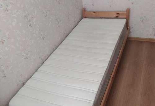 Кровать с пружинным матрасом (IKEA Hamarvik) 80x20