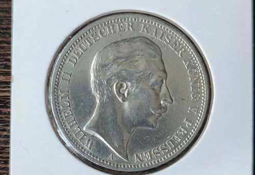 Серебро,Германия,Пруссия,Вильгельм,3 марки