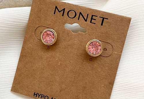 Новые серьги Monet розовые кристаллы