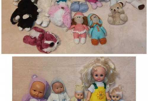 Куклы пупсы мягкие игрушки много