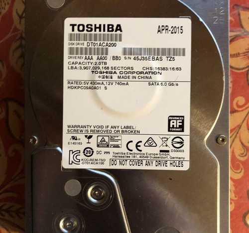 Жесткий диск 2 тб Toshiba DT01ACA200