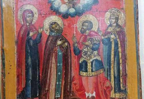 Старинные икона собор святых 18 век Россия