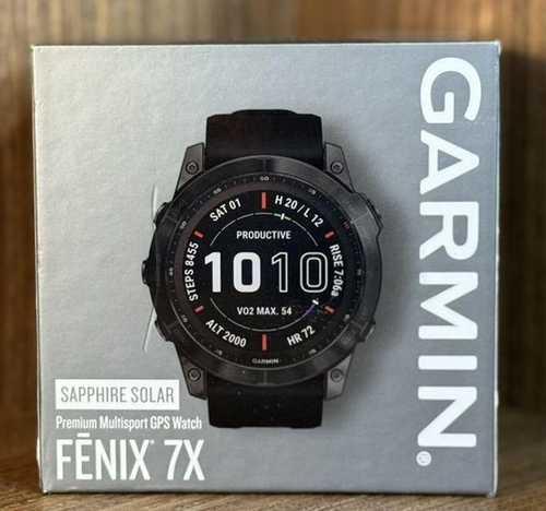 Garmin Fenix 7X Sapphire Carbon Gray DLC Titan New