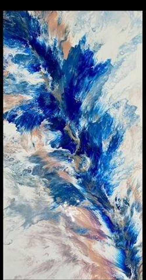 Большая интерьерная картина флюид арт «Волна»