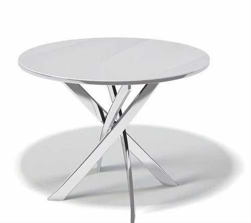 Обеденный стол kenner R1000 хром/стекло белое