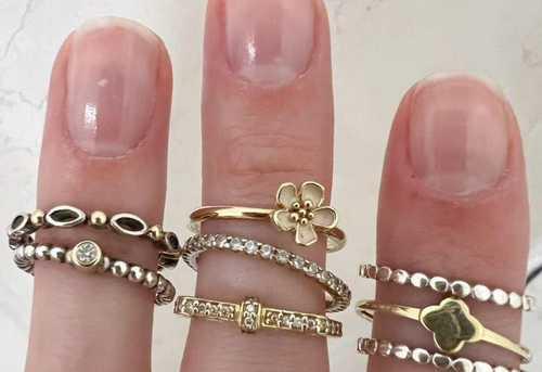 Золотые и серебряные кольца Пандора