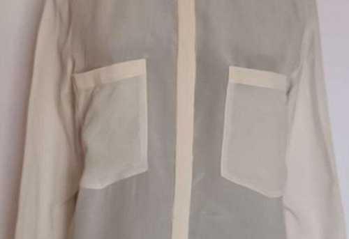 Шёлковая блузка с карманами 42 рубашка шёлк белая
