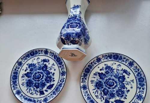 Royal Delft. Ваза и настенные тарелки. Клеймо