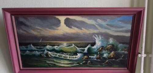 Картина маслом"Море перед грозой",ручная работа