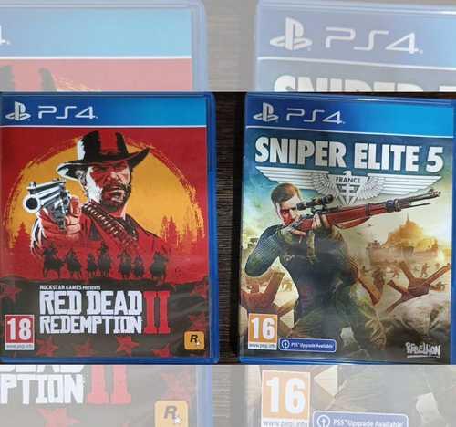 Диски ps4 sniper elite 5 и rdr2