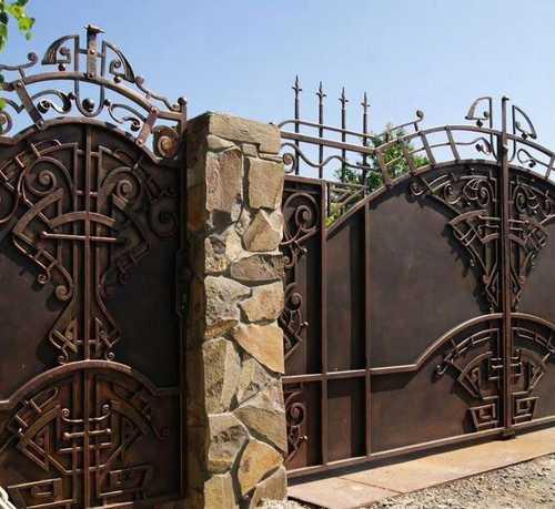Ворота, кованые ворота, откатные ворота