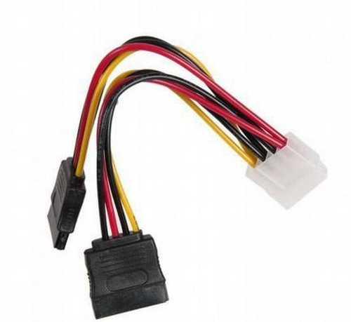 Кабель питания SATA 15см, molex 4pin/2x sata15pin