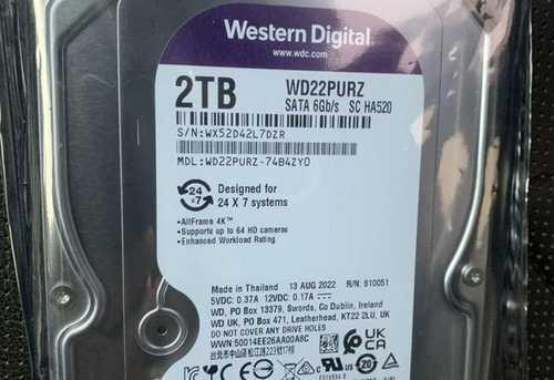 Новый Жесткий диск wd purple 2 Tb