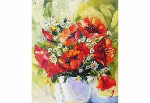 Картина цветы маки натюрморт с цветами в вазе