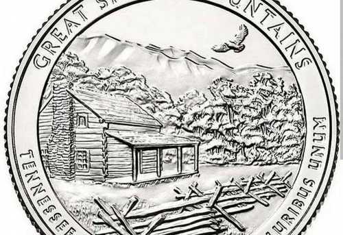 Монета США 2014 год 25 центов Грейт-Смоки-Маунтинс