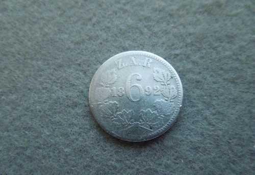 3 и 6 пенс 1892-1959 Юж. Африка серебро 1 шиллинг