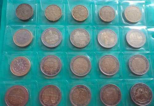 Монеты 2 Евро, Немецкие 5 и 10 Марок, Доллар