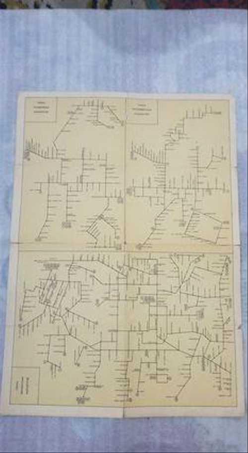 Схема маршрутов городского транспорта 1980г